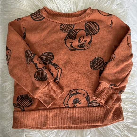 Disney | Shirts & Tops | Toddler Burnt Orange Mickey Mouse Crewneck ...